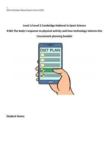 OCR Cnat Sports Science J828 - R182 Coursework planning booklet ...