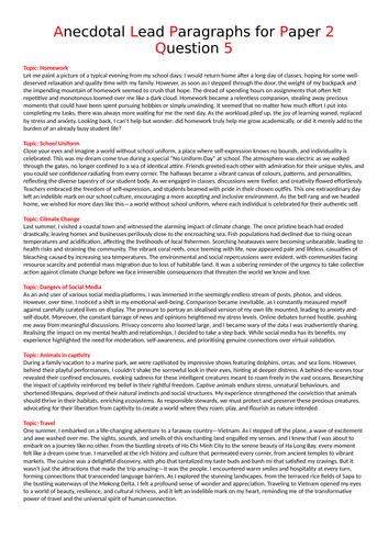 Anecdote Lead Paragraphs for Paper 2 Question 5 | Teaching Resources