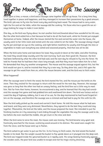 Grimm's Fable Reading Comprehension | Teaching Resources