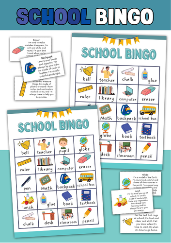 School Bingo Game. Back to school. | Teaching Resources