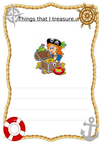 PIRATES - Thing I treasure - EYFS writing | Teaching Resources
