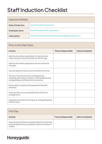 Staff Induction Pack | Teaching Resources