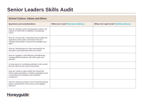 Senior Leaders Skills Audit | Teaching Resources