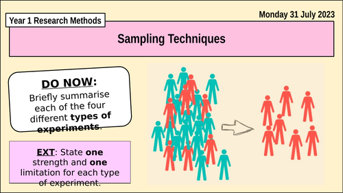 A-Level Psychology - SAMPLING TECHNIQUES [Year 1 Research Methods ...