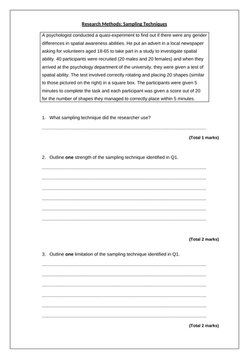 A-Level Psychology - SAMPLING TECHNIQUES [Year 1 Research Methods ...