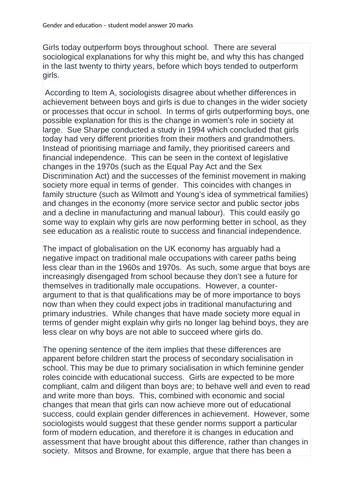 AQA Sociology gender differences in education revision | Teaching Resources
