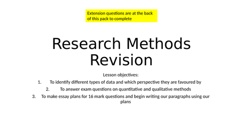 AQA Sociology research methods revision | Teaching Resources