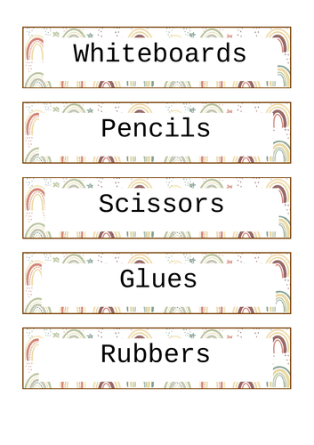 Boho Rainbow tray labels | Teaching Resources