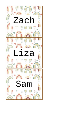 Boho rainbow peg labels | Teaching Resources