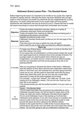 Halloween Drama Lesson - The Haunted House | Drama | Teaching Resources