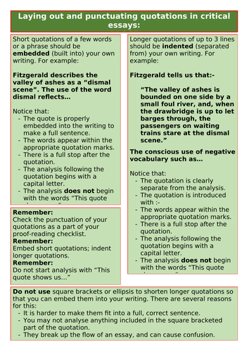 Poster: Laying Out Quotations from Prose and Poetry | Teaching Resources