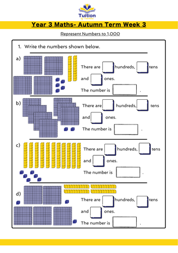 Year 3 - Represent and Partition Numbers to 1000 | Teaching Resources