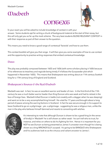 Macbeth CONTEXT booklet | Teaching Resources