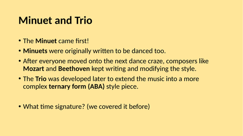 GCSE Eduqas Music - Minuet and Trio | Teaching Resources