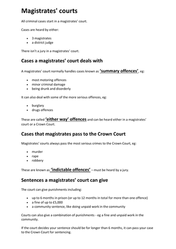 Introduction to the criminal courts and lay magistrates | Teaching ...