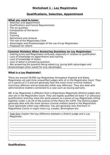 Introduction to the criminal courts and lay magistrates | Teaching ...