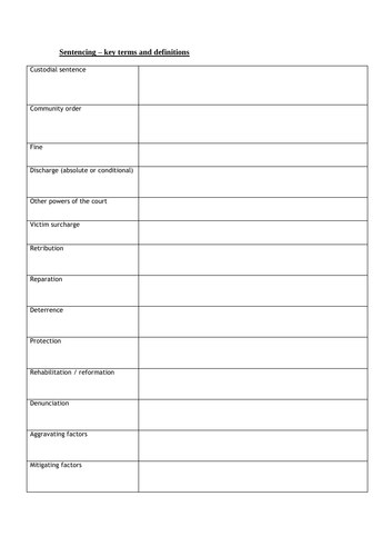 Sentencing in criminal courts | Teaching Resources