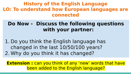 History of the English Language | Teaching Resources