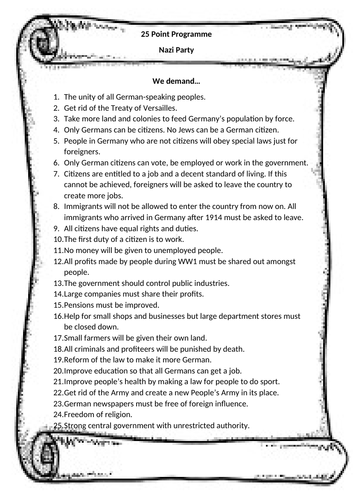 Unit 2: Lesson 1 - Early development of the Nazi Party, 1920-22 ...