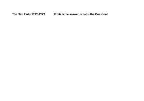 Weimar and Nazi Germany Unit 2 revision resources | Teaching Resources