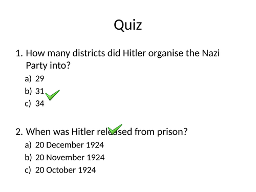 Weimar and Nazi Germany Unit 2 revision resources | Teaching Resources