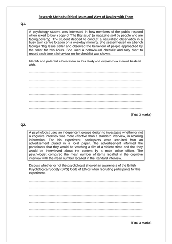 A-Level Psychology - ETHICAL ISSUES AND WAYS OF DEALING WITH THEM [Year ...