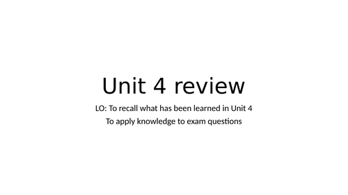 Unit 4: Revision | Teaching Resources
