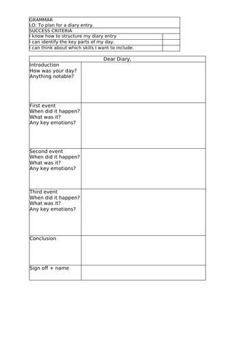 Skellig - UKS2 English - Diary Entry - 3 Week Cycle | Teaching Resources
