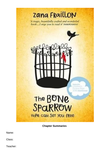 Zana Fraillon 'The Bone Sparrow' Simplified Chapter Summaries ...