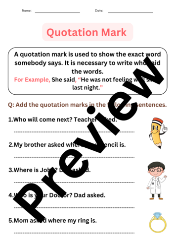 grammer quotation marks worksheets with answers for grade 1, 2, 3 ...