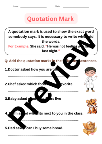 grammer quotation marks worksheets with answers for grade 1, 2, 3 ...