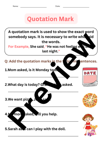 grammer quotation marks worksheets with answers for grade 1, 2, 3 ...
