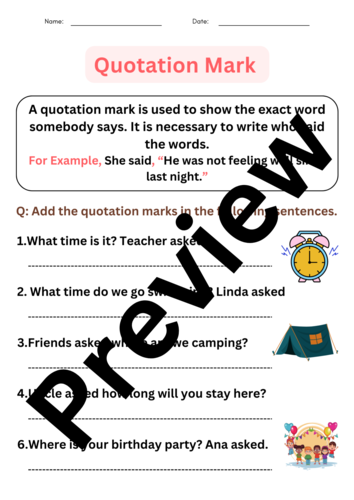 grammer quotation marks worksheets with answers for grade 1, 2, 3 ...