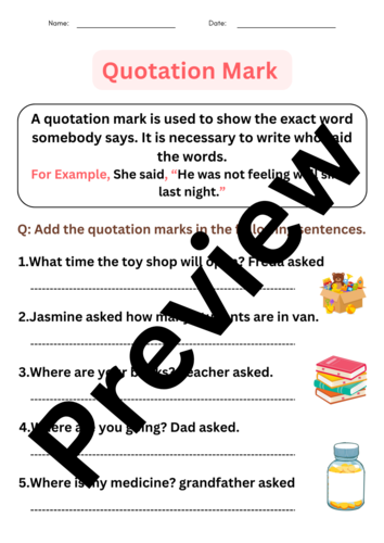 grammer quotation marks worksheets with answers for grade 1, 2, 3 ...