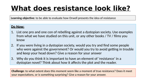 Resistance in 1984 | Teaching Resources