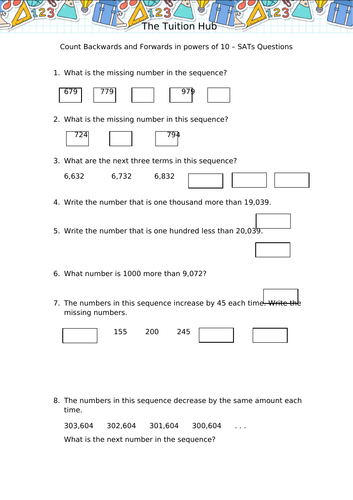 Count in powers of 10 UKS2 SATs Questions | Teaching Resources