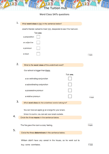 Word Class SATs Questions | Teaching Resources