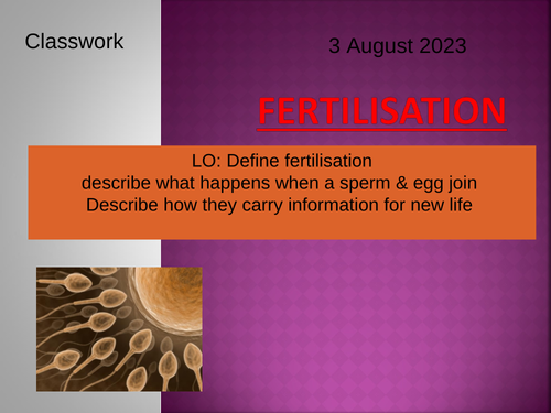 KS3 Science Reproduction - Fertilisation | Teaching Resources