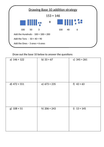 Base 10 - addition strategy | Teaching Resources