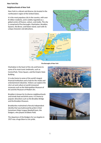 New York City - origins, landmarks and neighbourhoods | Teaching Resources
