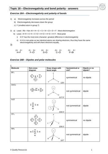 Electronegativity and bond polarity OCR AS Chemistry | Teaching Resources