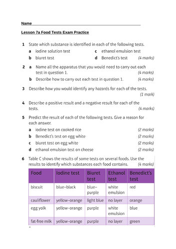 Edexcel SB1Testing Foods Core Practical and Calorimetry Complete 2 ...