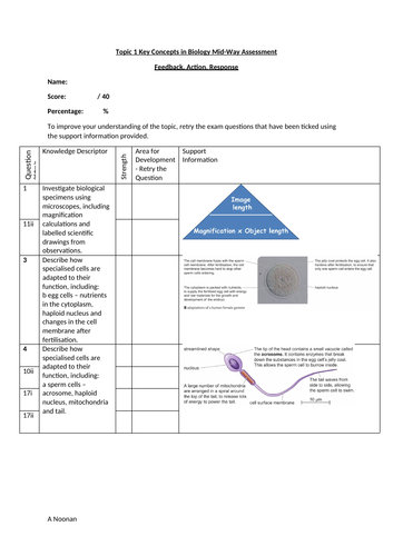 Edexcel CB1 Mid-Topic Assessment and FAR Marking Feedback Sheet - GCSE ...