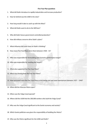 3. Stalin and the Five Year Plans | Teaching Resources