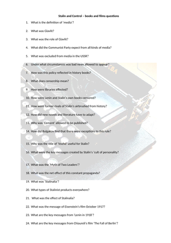 5. Stalin - books, cult of personality and film | Teaching Resources