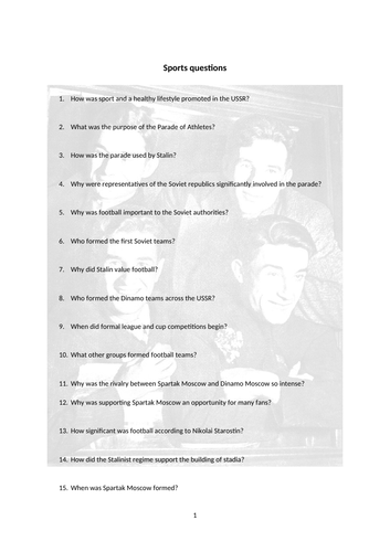 8. Stalin and Sport | Teaching Resources