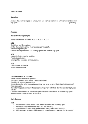 AQA A Level PE Sociology - Ethics, Sport and the law, violence, drugs ...