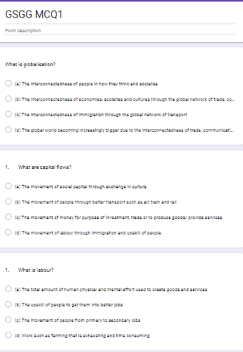 AQA A Level Geography Global Systems and Governance Google Forms ...