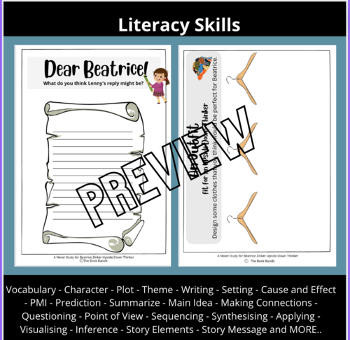 BEATRICE ZINKER Upside Down Thinker NOVEL STUDY and Reading ...