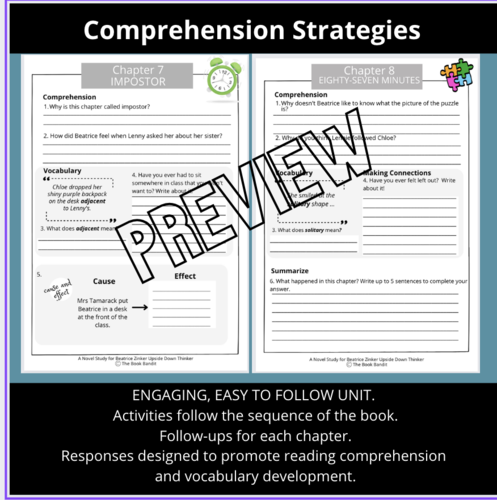 BEATRICE ZINKER Upside Down Thinker NOVEL STUDY and Reading ...